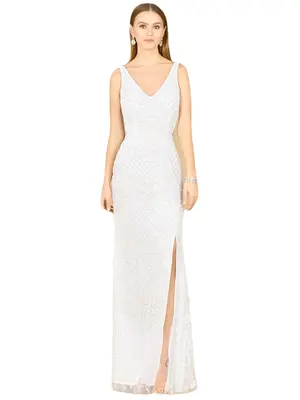 LARA NEW YORK Beaded Bridal Gown With Lace-up Back - Ivory