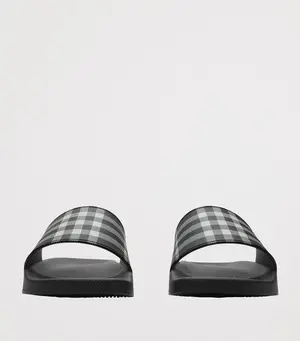 Burberry Check Print Slides - Black