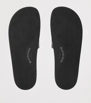 Burberry Check Print Slides - Black