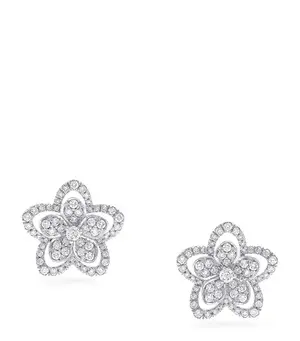 Graff Gold And Diamond Wild Flower Earrings - White