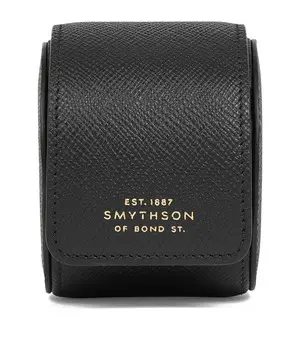 Smythson Leather Panama Single Watch Roll - Black