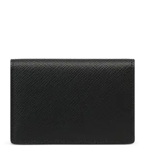 Smythson Leather Panama Folded Card Holder Black