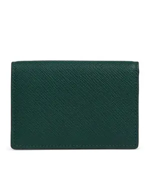 Smythson Leather Panama Folded Card Holder Green