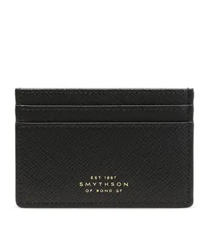 Smythson Panama Leather Card Holder Black
