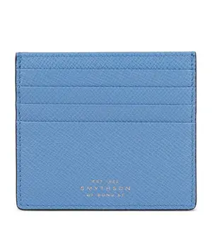 Smythson Panama Leather Card Holder Blue