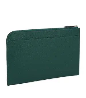 Smythson Panama Leather Slim Pouch - Green