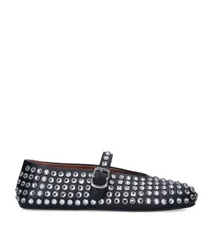 Alaïa Crystal-embellished Ballerina Flats - Black