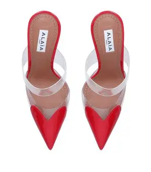 Alaïa Leather Coeur Mules 90