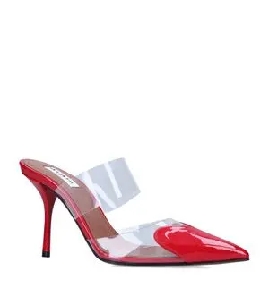 Alaïa Leather Coeur Mules 90