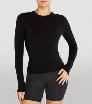 SKIMS Cotton Jersey Long-sleeved T-shirt - Black