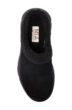 Mia Genuine Shearling Slipper - Black