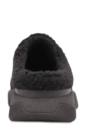 Mia Genuine Shearling Slipper - Black