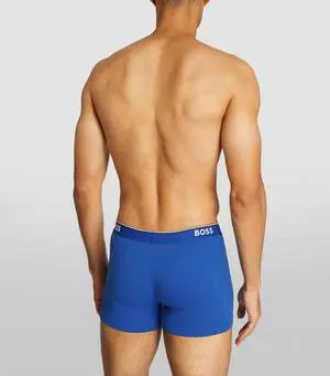 BOSS Stretch-cotton Logo Trunks - Blue