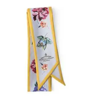 Prada Silk Twill Skinny Scarf Metallic