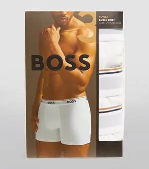 BOSS Stretch-cotton Logo Trunks - White