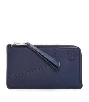 Loewe Leather Puzzle Edge Coin Card Holder Blue