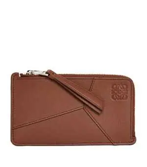 Loewe Leather Puzzle Edge Coin Card Holder Brown