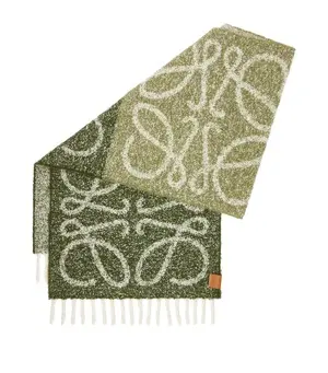 Loewe Alpaca-blend Anagram Scarf Green