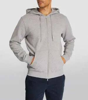 Sunspel Loopback Zip-up Hoodie - Grey