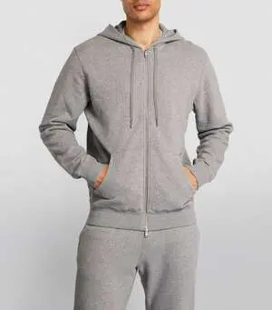 Sunspel Loopback Zip-up Hoodie - Grey