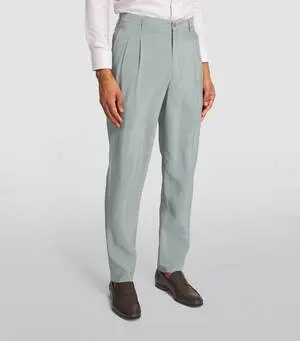 Giorgio Armani Silk-blend Tailored Trousers