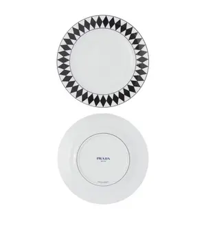 Prada Set Of 2 Porcelain Chequerboard Dessert Plates