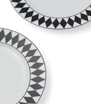 Prada Set Of 2 Porcelain Chequerboard Dessert Plates
