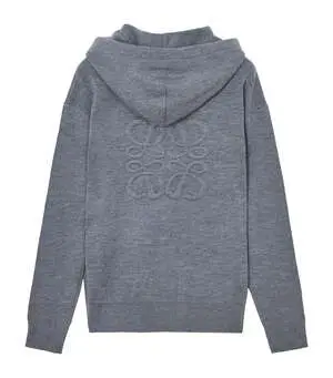 Loewe Wool Anagram Zip-up Hoodie - Grey