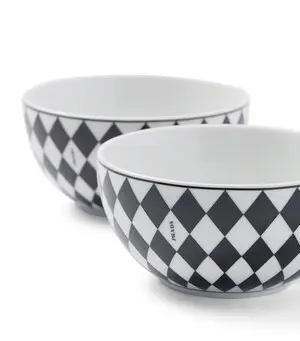 Prada Set Of 2 Porcelain Chequerboard Cereal Bowls