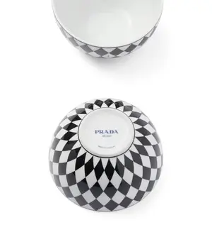Prada Set Of 2 Porcelain Chequerboard Rice Bowls