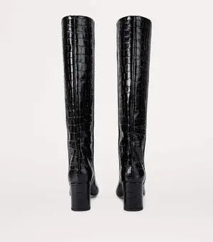 Paris Texas Croc-embossed Leather Knee-high Boots With Block Heel