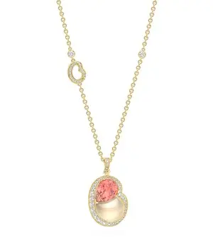 BOODLES Yellow Pink Tourmaline, Moonstone, And Diamond Necklace - Gold