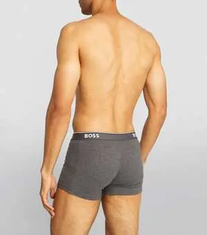 BOSS Stretch-cotton Logo Trunks - Grey