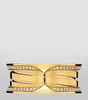 BVLGARI B.zero1 Three-band Ring With Diamonds In Yellow