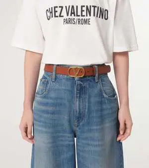 Valentino Garavani Leather Vlogo Signature Belt - Brown