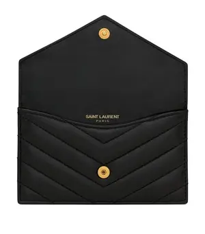 Saint Laurent Monogram Fragments Metalassé Card Holder - Black