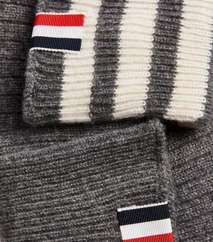 Thom Browne Cashmere 4-bar Gloves - Grey