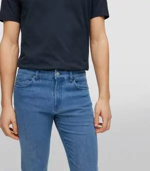BOSS Slim-fit Stretch Denim Jeans - Turquoise