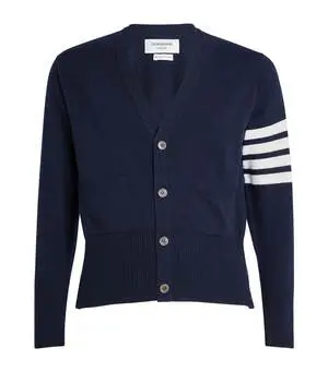 Thom Browne Cashmere Cardigan With Tricolour Stripes