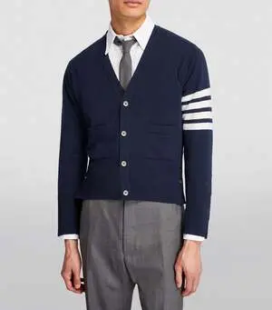 Thom Browne Cashmere Cardigan With Tricolour Stripes