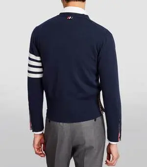 Thom Browne Cashmere Cardigan With Tricolour Stripes