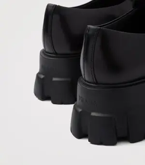 Prada Brushed Leather Monolith Loafers - Black