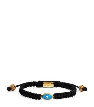 NIALAYA JEWELRY Braided Evil Eye Sterling Silver Bracelet - Black