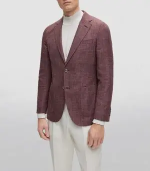 BOSS Wool-silk Check Jacket