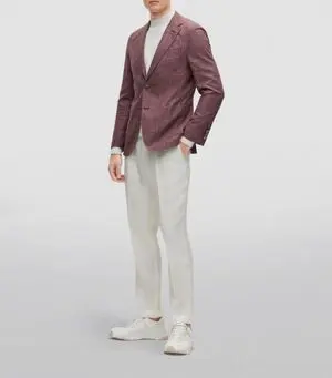 BOSS Wool-silk Check Jacket