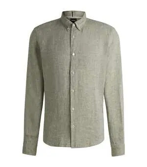 BOSS Linen Shirt Green