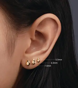 MARIA TASH Faceted Pear Threaded Stud Earring - Gold
