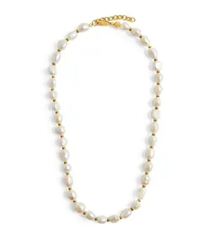 NIALAYA JEWELRY Baroque Pearl Chain Necklace - Gold