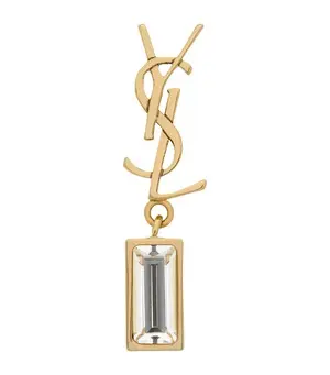 Saint Laurent Crystal-embellished Cassandre Single Earring - Metallic
