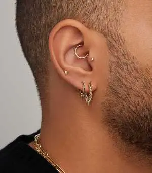 MARIA TASH Gold Faceted Triangle Threaded Stud Earring - White